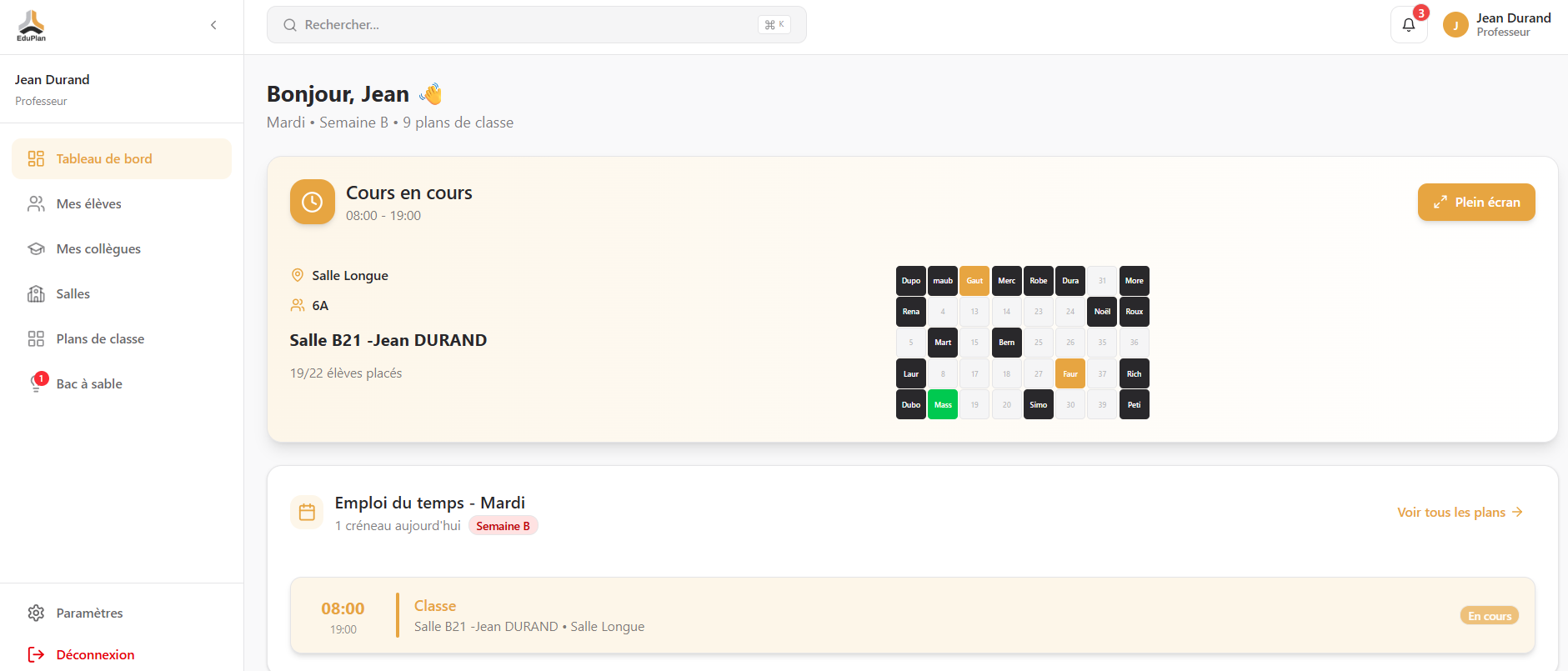 EduPlan – Logiciel de création de plans de classe